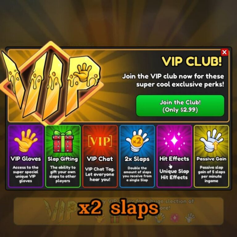 All Exlusive Perks of VIP Club in Slap Battles